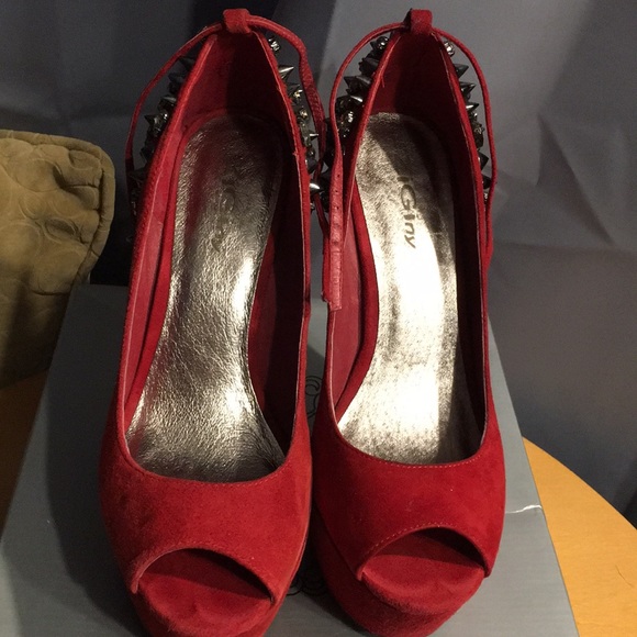 Zigi NY | Shoes | Zigi Ny Red Platform Wedge W Spikescrystals | Poshmark
